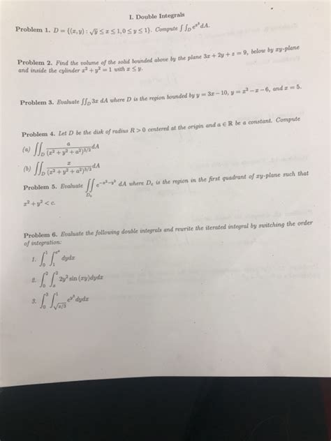 Solved I Double Integrals Problem 1 D Evgs15 10s Mute