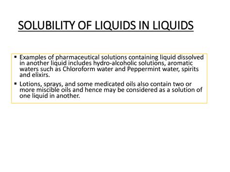 Solubility Examples