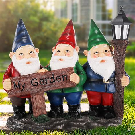 Shcorwei Resin Garden Gnomes Statues Solar Led Light
