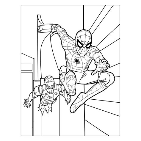 Раскраска Человек Паук и Железный Человек распечатать раскраски для детей