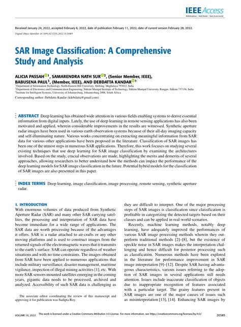 PDF SAR Image Classification A Comprehensive Study And Analysis