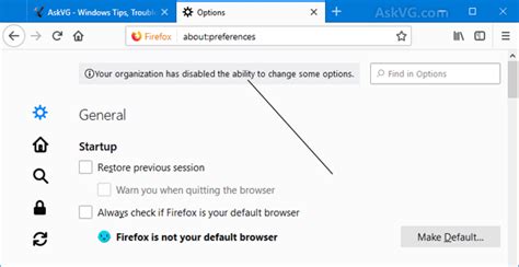 Fix Your Browser Is Being Managed By Your Organization Error Message In Mozilla Firefox Askvg