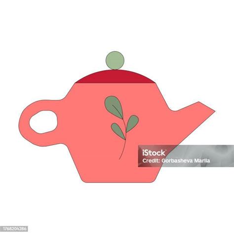 벡터 일러스트 레이 션입니다 만화 빨간 찻 주전자는 흰색 배경에 고립되어 있습니다 겨울에 대한 스톡 벡터 아트 및 기타 이미지 겨울 귀여운 그릇 Istock