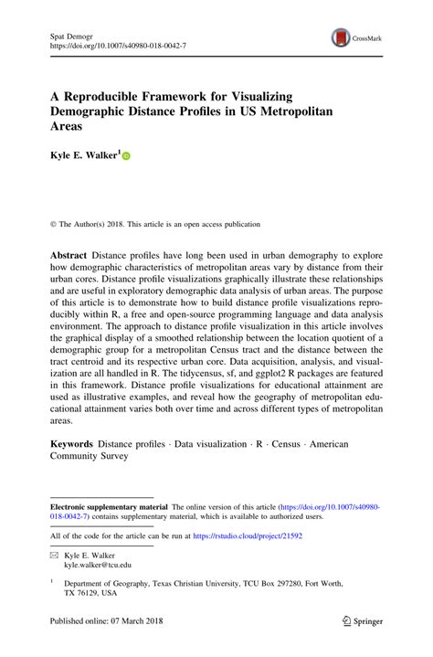 Pdf A Reproducible Framework For Visualizing Demographic Distance