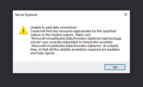 C What Is This Error Unable To Add Data Connection Could Not Find