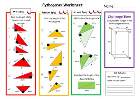 Pythagoras Differentiated Worksheet With Answers Teaching Resources