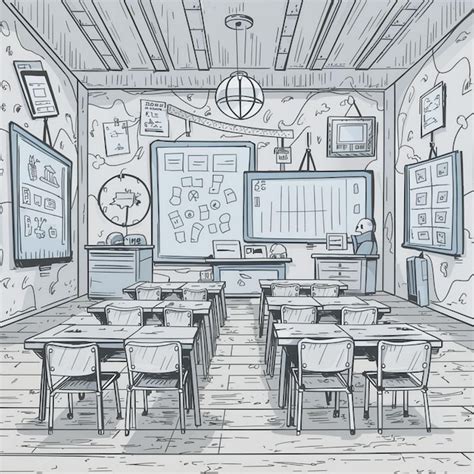 Doodle Sketch Classroom Vector Illustration Premium Ai Generated Vector