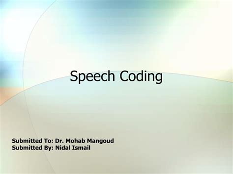 Ppt Speech Coding Powerpoint Presentation Free Download Id313305