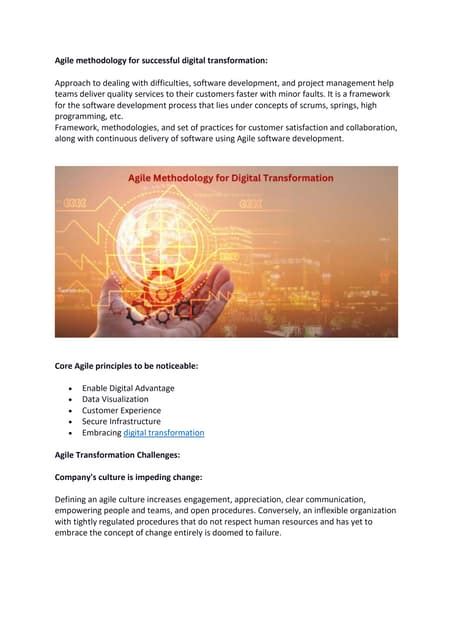Agile Methodology For Successful Digital Transformation Docx