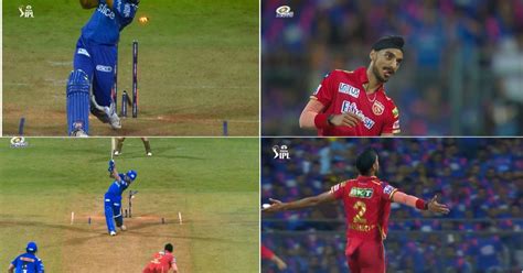 Mi Vs Pbks Watch Arshdeep Singh Clatters Stumps Into Two Pieces To