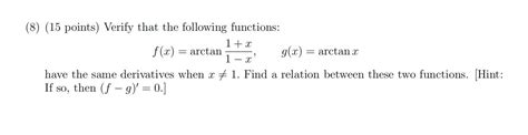 solved 8 15 points verify that the following functions