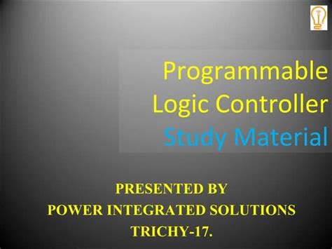 Plc Programmable Logic Controller Pptx