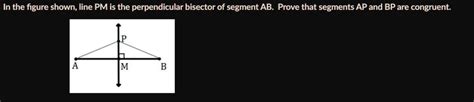 Solved In The Figure Shown Line Pm Is The Perpendicular Bisector Of