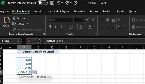 Como Subtrair No Excel