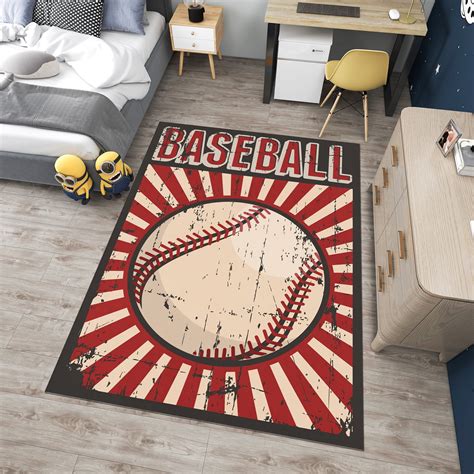 Dreammotif Baseball Rug Modern Area Rug Game Room Decor Living Room