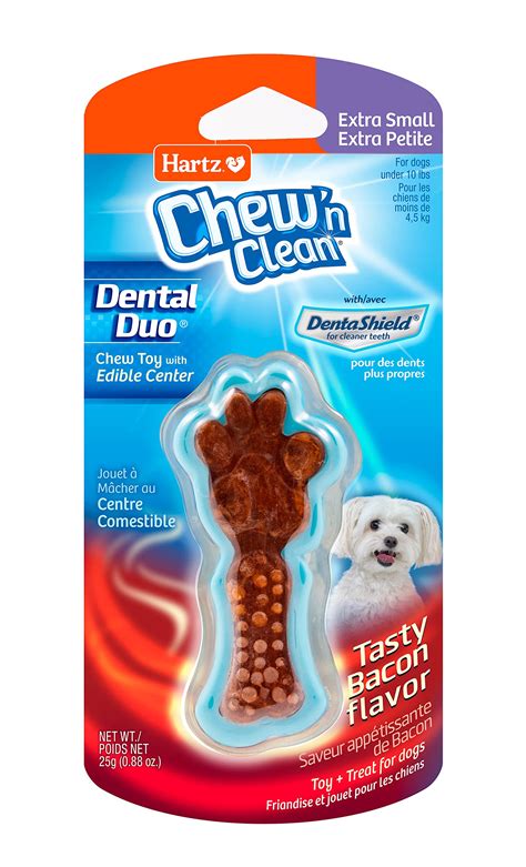 Hartz Chew 'n Clean Dental Duo Bacon Flavored Dental Dog Chew Toy and ...