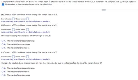 Solved A Simple Random Sample Of Size N Is Drawn The Sample Chegg