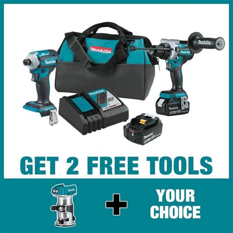 Makita 18v Lxt Brushless Combo Kit W 2x 5 0 Ah Batteries Router Bonus Tool