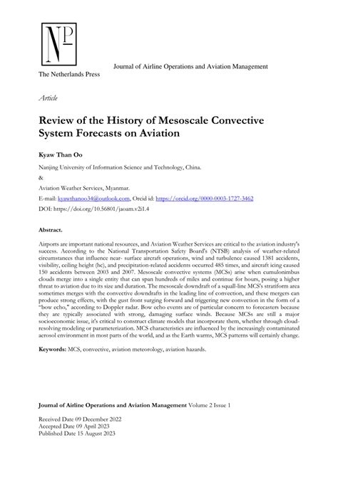 Pdf Review Of The History Of Mesoscale Convective System Forecasts On
