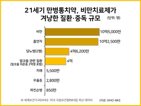 21세기 만병통치약 비만치료제가 겨냥한 질환·중독 규모 사회 일반 통계