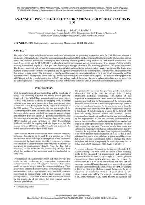Pdf Analysis Of Possible Geodetic Approaches For 3d Model Creation In Bim