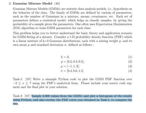 Gaussian Mixture Model Gaussian Mixture Chegg