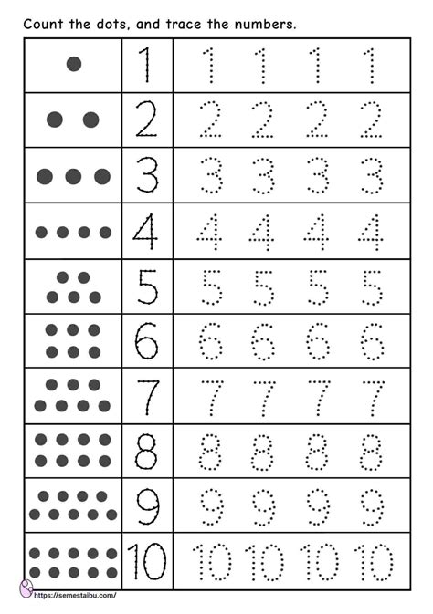 Number Tracing 1 10 Counting The Dots Pdf Free Printable Worksheets