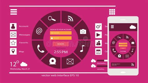 User Interface Mobile And Web Design Vector Pink Color Stock Vector