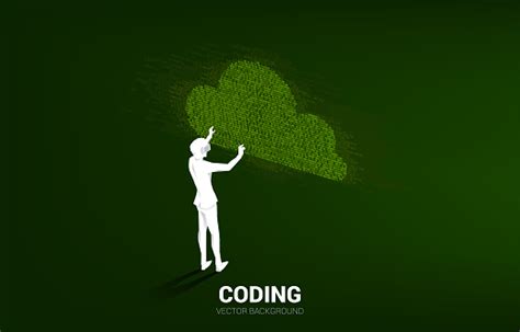 실루엣 남자는 구름 바이너리 코드와 Vr 안경을 착용합니다 디지털 가상 현실 기술과 Ar의 개념 3차원 형태에 대한 스톡 벡터 아트 및 기타 이미지 Istock