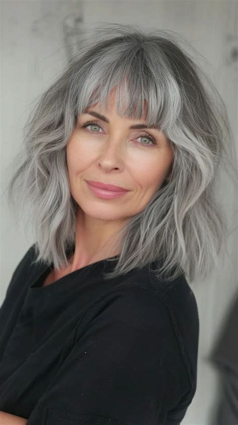 30 Absolutely Stunning Gray Hairstyles With Bangs For Women Over 60