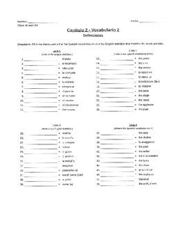 Auténtico 3 Chapter 2 2 Vocab Definitions By Low Prep Teaching