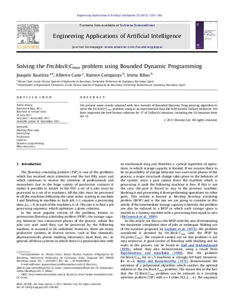 Pdf Solving The Fm∣ Block∣ C Max Problem Using Bounded Dynamic