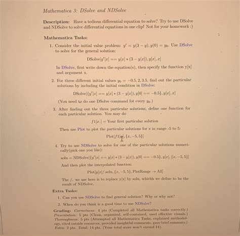Mathematica DSolve And NDSolve Description Have A Chegg