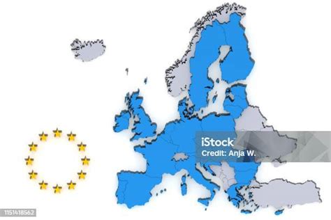 Eu 지도 유럽 연합 유럽 유로존 정치 구성원 3d 렌더링 그래픽 흰색 배경에 고립 0명에 대한 스톡 사진 및 기타 이미지 0명 3차원 형태 Eurozone Istock