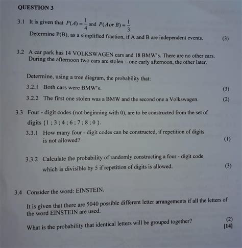 Solved 31 It Is Given That Pa41 And Pa Or B31
