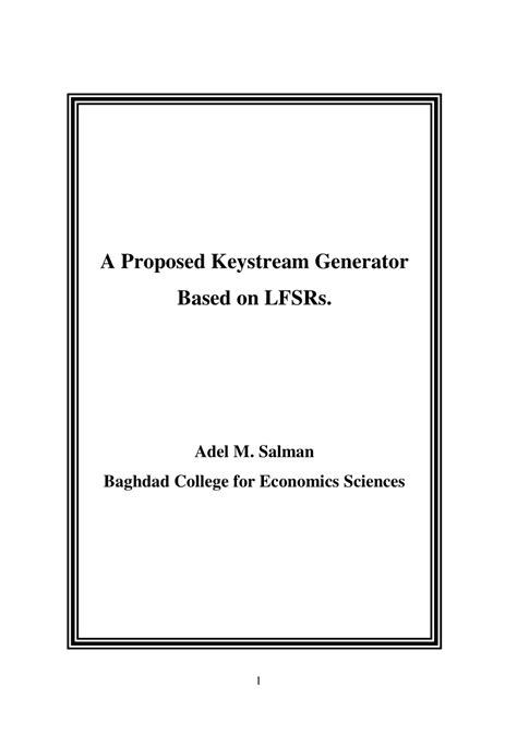 Pdf A Proposed Keystream Generator Based On Lfsrs