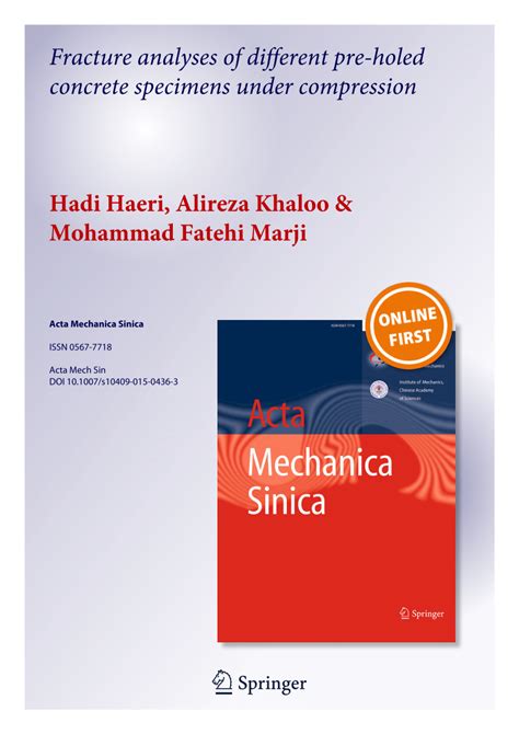 Pdf Fracture Analyses Of Different Pre Holed Concrete Specimens Under
