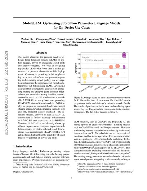 mobilellm optimizing sub billion parameter language models for on device use cases 智源社区论文