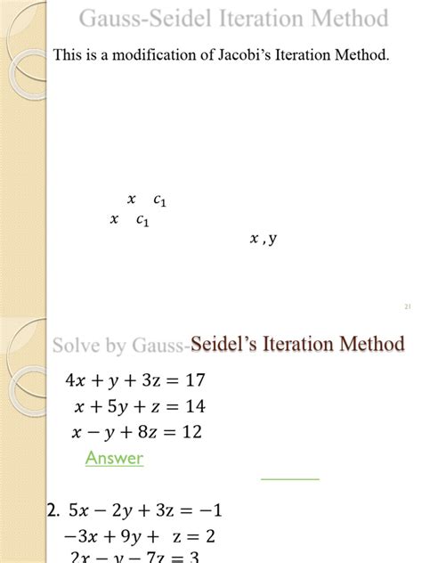 Gauss Seidel Iteration Method Pdf Algorithms Linear Algebra