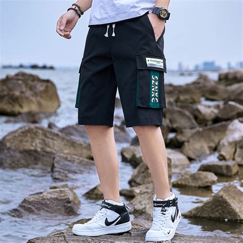短裤男夏季薄款潮流宽松休闲中裤ins潮牌外穿多口袋五分工装裤子虎窝淘