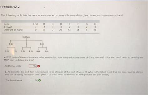 solved problem 12 2 the following table lists the components
