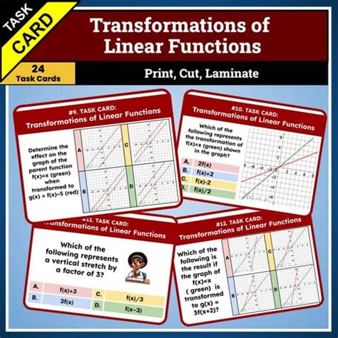 Teks Algebra 1 A3e Task Card Transformations Of Linear Functions