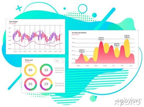 Infographic Chart Vector Template Annual Statistics Curve Graph Posters For The Wall • Posters
