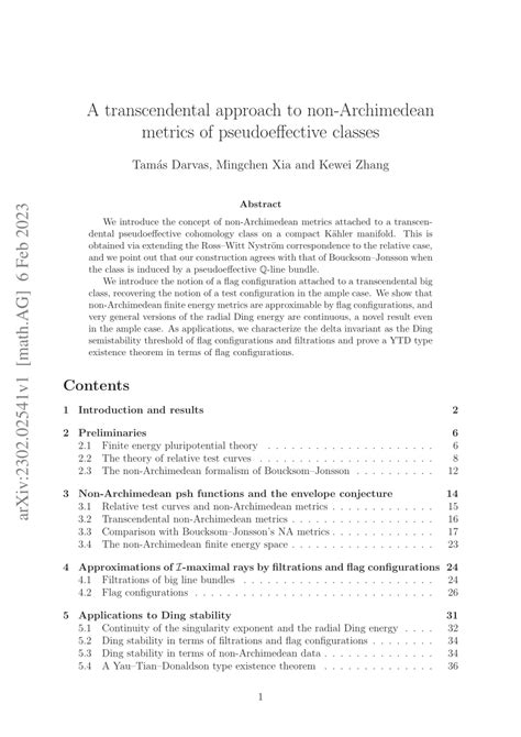 Pdf A Transcendental Approach To Non Archimedean Metrics Of
