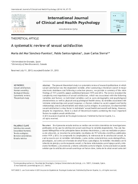 Pdf A Systematic Review Of Sexual Satisfaction