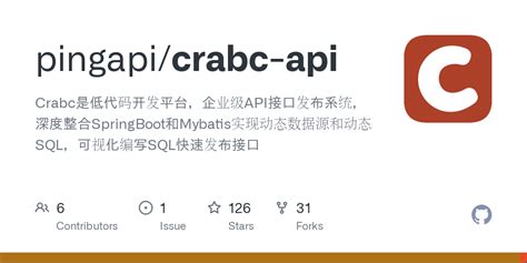 Github Pingapicrabc Api Crabc是低代码开发平台,企业级api接口发布系统,深度整合springboot和 Github Pingapicrabc Api Crabc是低代码开发平台,企业级api接口发布系统,深度整合springboot和
