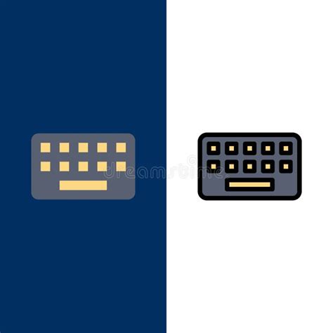 Keyboard Typing Board Key Icons Flat And Line Filled Icon Set Vector Blue Background Stock