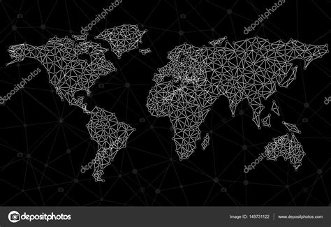 Abstract Polygonal World Map With Dots And Lines Network Connections