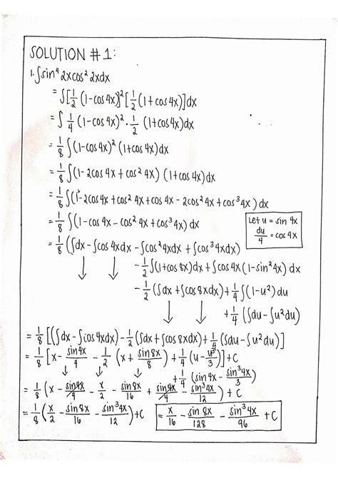 Solution Math 019 Integration Of Trigonometric Functions Solution Technological Institute Of
