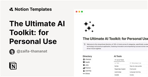 The Ultimate Ai Toolkit For Personal Use Template By Zestsy Notion Marketplace